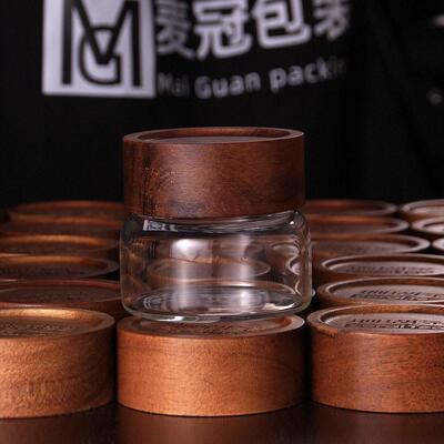 小资情茶室玻花茶调储物咖mg-0035啡豆矮胖型小子璃带盖装饰收纳