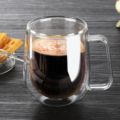 creative glass cup double-layer coffee mug mug mug cup 水杯