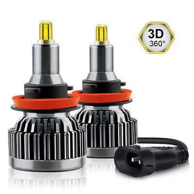 2个汽车led大灯六面360度前照灯h11汽车改装灯LED车灯V9 A0060