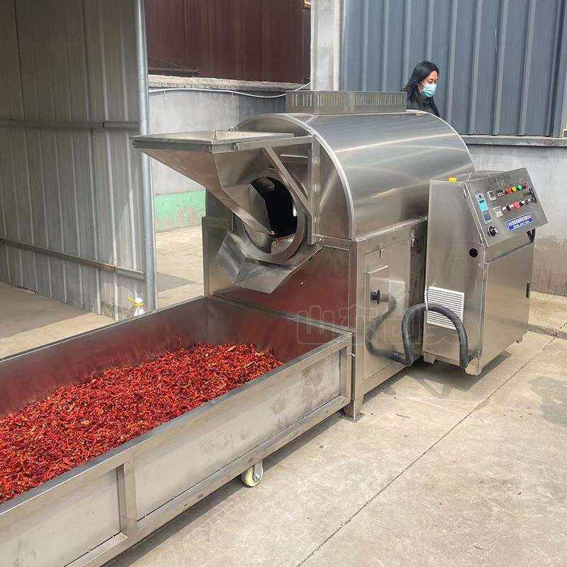 干辣椒电热烘干机器 电磁滚筒干红辣椒大型炒锅 辣椒花椒炒货机