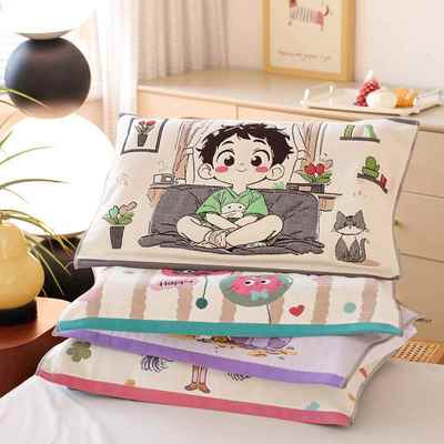 【官方旗舰店正品】纱布枕巾纯棉一对轻奢高级感等品八层加厚面料