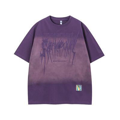 Gradient letter printed men's and women's short sleeved