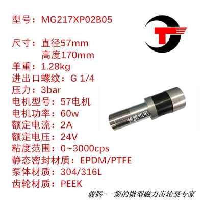 MG217XP02B05水泵磁力齿轮泵计量泵0泄露耐酸碱腐不锈钢无脉冲