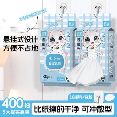 80-count flushable moist toilet wipes, hanging style, suitab