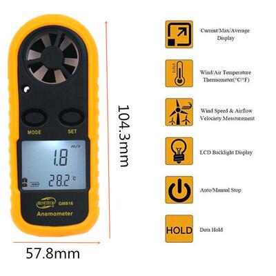 Digital Anemometer 0-30m/s Wind Speed Meter Mini Air Velocit