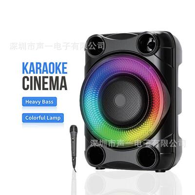 ZQS8148外贸便携户外k歌蓝牙音箱RGB彩灯手提话筒便携式跨境音响