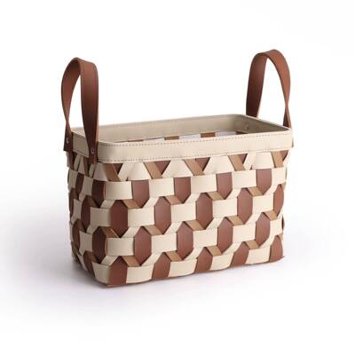 工编织脏篮衣拼接色复古轻奢皮革高手颜衣帽间家2241值用收纳篮