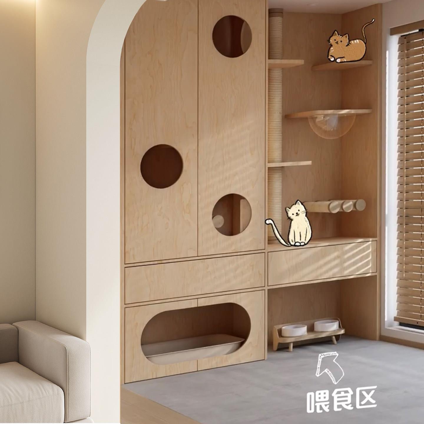HIGOPET 全屋定制家用阳台柜猫别墅室内大空间猫窝猫爬架猫舍猫笼
