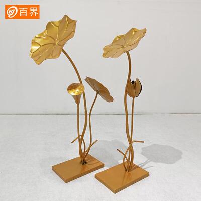 新款婚庆道具铁艺荷花饰具式中婚IQW礼舞台道家居金属荷装叶落地