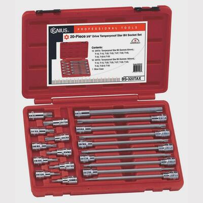Genius天赋工具3/8″10mm系列20件套星形中空旋具套筒组BS-320TAX
