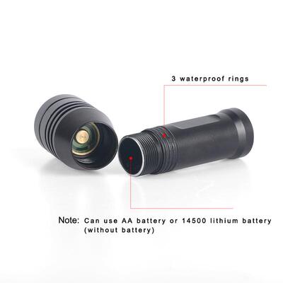 新款迷你潜水手电筒 户外LED强光L2手电水下80米AA 14500两用