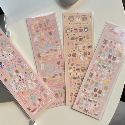 1Pc Korean Popular Cartoon Bunny Bear Laser Sticker Scrapboo