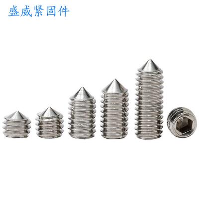 201/304不锈钢DIN914尖头内六角紧定机米螺丝无头顶丝N3-M16