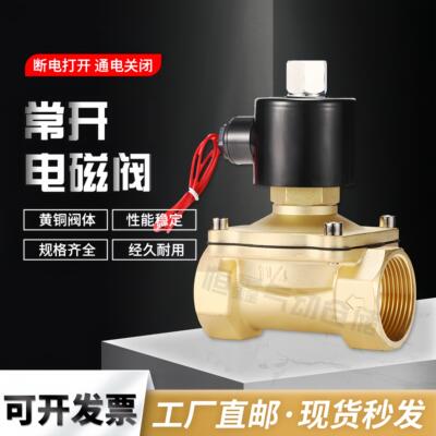 常开铜体电磁阀水阀AC220v开关阀DC24v气阀12v4分1寸2寸全铜线圈