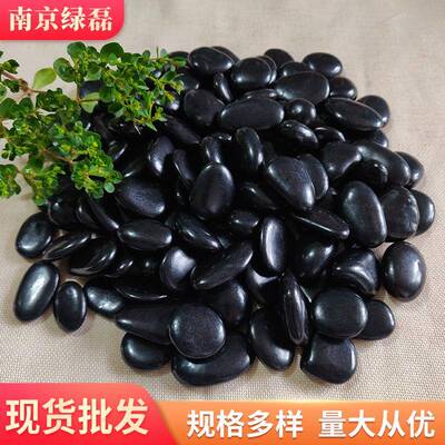 黑鹅卵石黑色雨石抛景WGW光花石黑石观石色黑石子精品工厂
