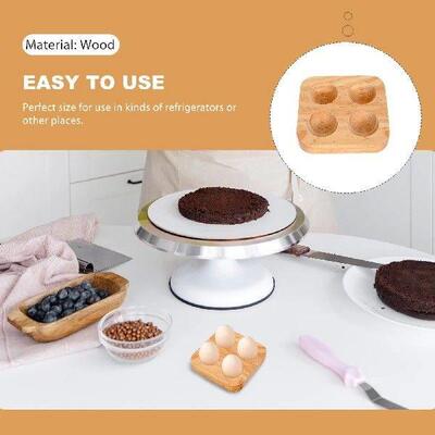 Refrigerator Egg Holder Countertop Wooden Tray Storage
