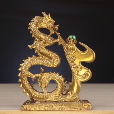 杨铜记家0117居件办龙公室摆铜福字龙