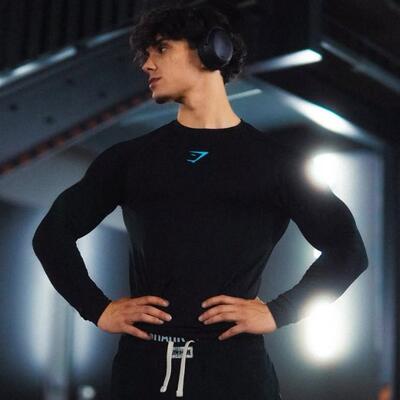 Mens Long Sleeve Athletic Workout Shirt Breathable QuickDry