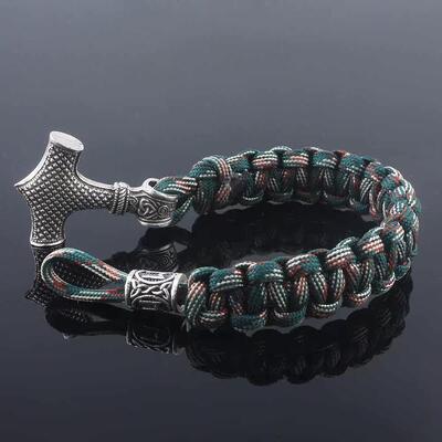 Ancient Norse Viking Men Bracelets Thor Mjolnir Hammer Parac