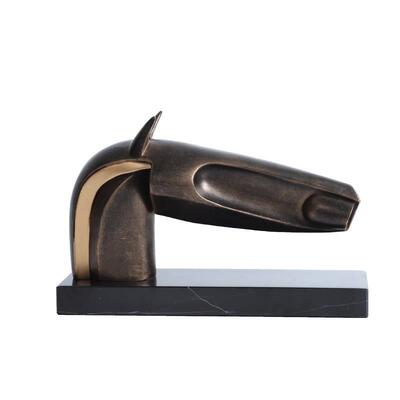 现代新中式样板房马头摆件树脂大理石抽象动物如意马桌面书柜摆件