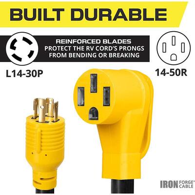 L14-30P锁定公插头转14-50R带手柄母头125 /250V10AWG RV电源线