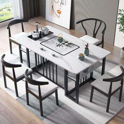 岩板套桌面办公室茶桌组合奢轻家NCP用客厅泡茶几椅茶桌一体一整