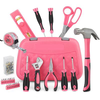 Hi-Spec  67件套家用工具套装粉色女士家用工具箱粉色钳子扳手