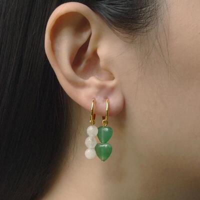 Bohemian Handmade Natural Stone Beads Hoop Earrings for Wome