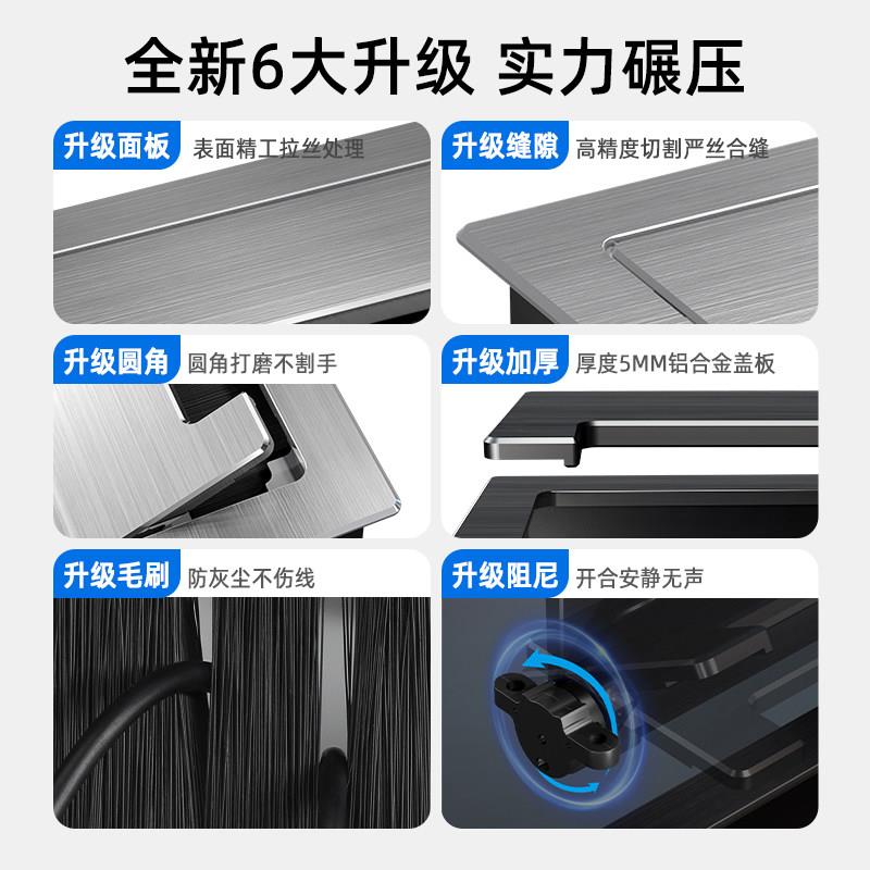 电脑桌铝合金穿理线 电视柜桌面洞装饰长方形盖线桌板盒书桌乐格