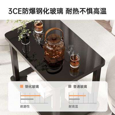 边几沙发柜化DVM客厅家用钢玻子璃茶几小桌简约边现代阳台喝茶小