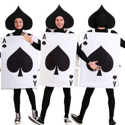 Halloween Funny Playing Card Red Jumpsuit Party Costume