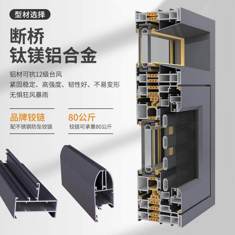 断桥铝合金平开窗系统门窗别墅封阳台玻璃极窄全景提升平开窗
