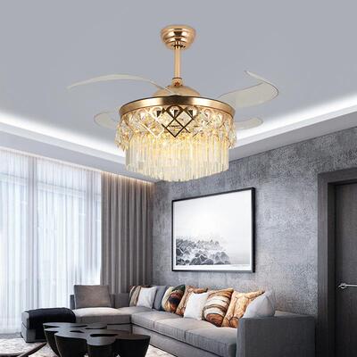 约隐形晶风扇灯意水42寸48寸吊扇灯led卧室简9241个性创风扇客厅