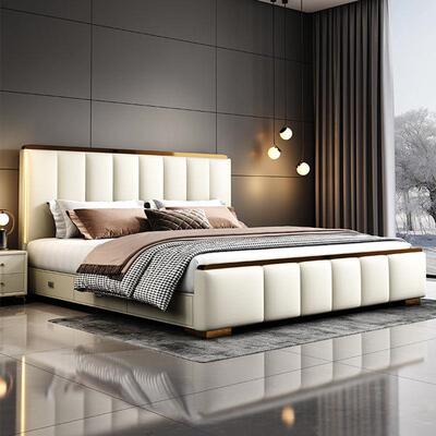 意式轻奢主卧大床双人MCD1.28x米床头床主卧床1.家5米卧室用婚床