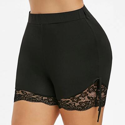 Women's plus size women's lace patchwork bottom shorts,