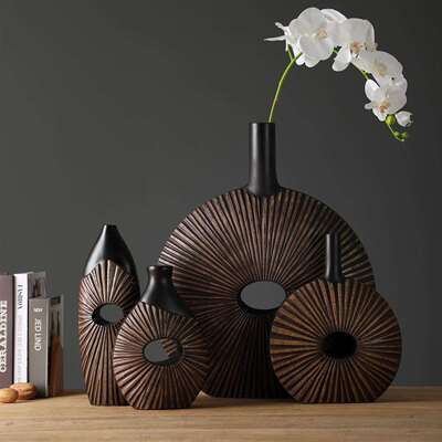 美式高档插花花瓶摆件中式创意欧式客厅电视柜玄关树脂家居装饰品