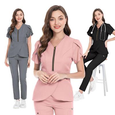 Surgical gown set, women's nurse uniform, short sleeved