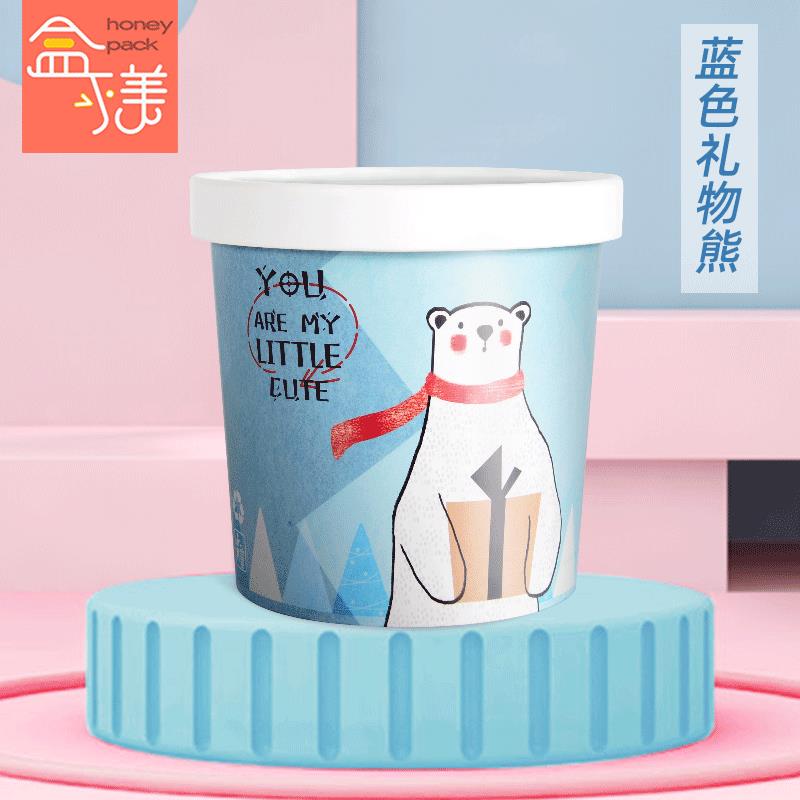 工厂现货一次性打包粥杯彩印牛皮汤桶圆形带盖外卖粥桶纸包装