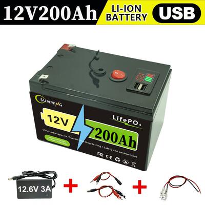 12V200Ah锂离子LiFePO4电池，用于太阳能、探鱼器、动力轮高容量