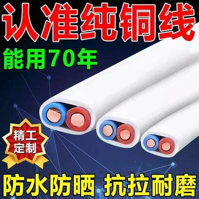 BVVB电线扁平2芯白色护套线平行电线家用1.5/2.5/4/6平方电源线