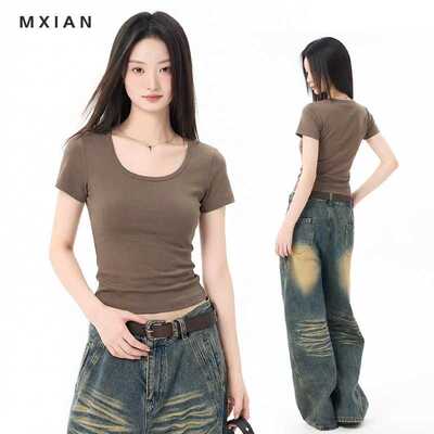 Women'S Slim-Fit Cap-Sleeve (Shortsleeve Style) Scoop Neck
