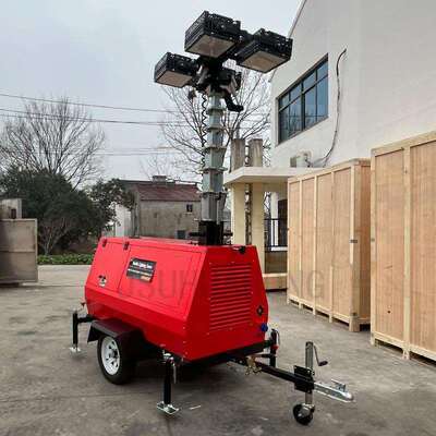 牵引式移动灯塔拖车式LED照明灯7米9米液压升降HMF969L