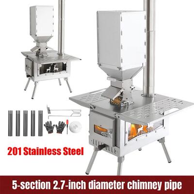 Portable Wood Burning Stove Stainless Steel Pellet Burner wi