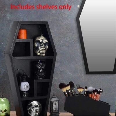 Coffin Shelf - Solid PVC Black Floating Wall Shelves for
