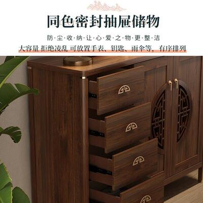 新中式餐边物柜实木色酒柜一体厨靠NZH68301墙复古风储柜房柜客厅