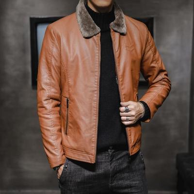 Men Leather jacket for winter Jackets Fleece warm Coat Coats