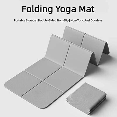 Foldable Yoga Mat TPE 61x183cm Non-Slip Portable Exercise Ma