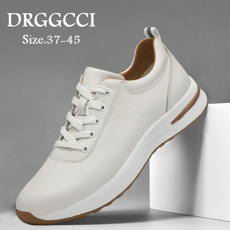 DRGGCCI高级感系带皮鞋男2026春秋新款休闲真皮软底百搭透气防滑