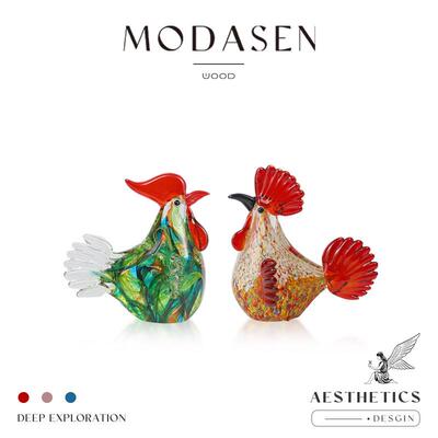 MODASEN丨琉璃 GSDU手工淄博可爱公鸡摆件精致家居客厅装饰工艺礼