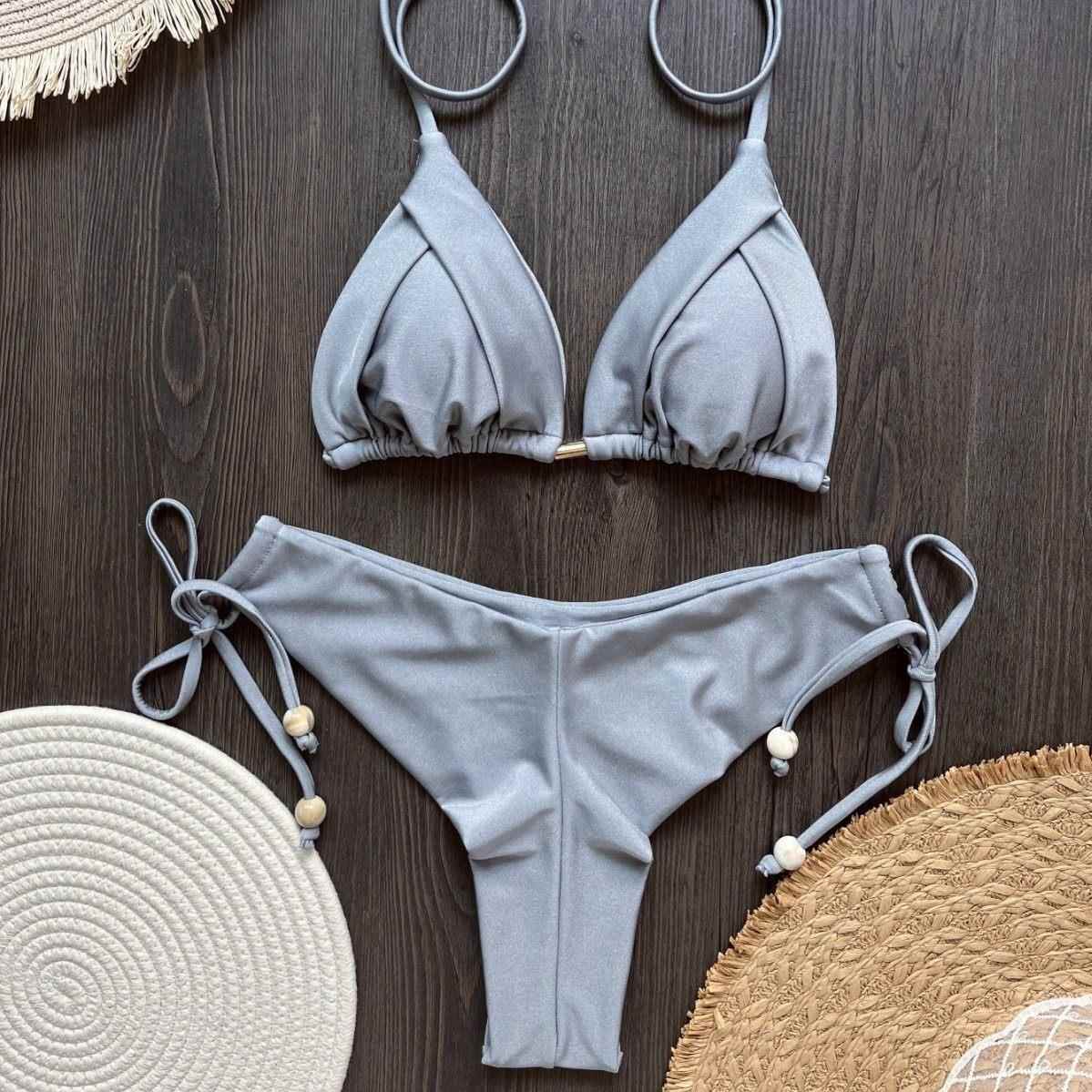 Lace up drawstring swimsuit split set系带抽绳比基尼分体套装